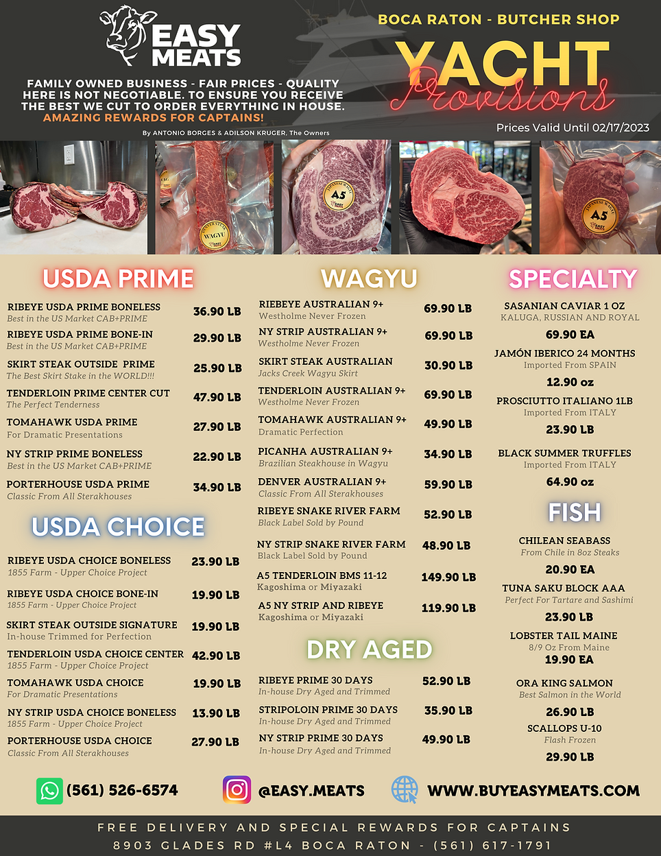 Yacht Provisions | Easy Meats Butcher