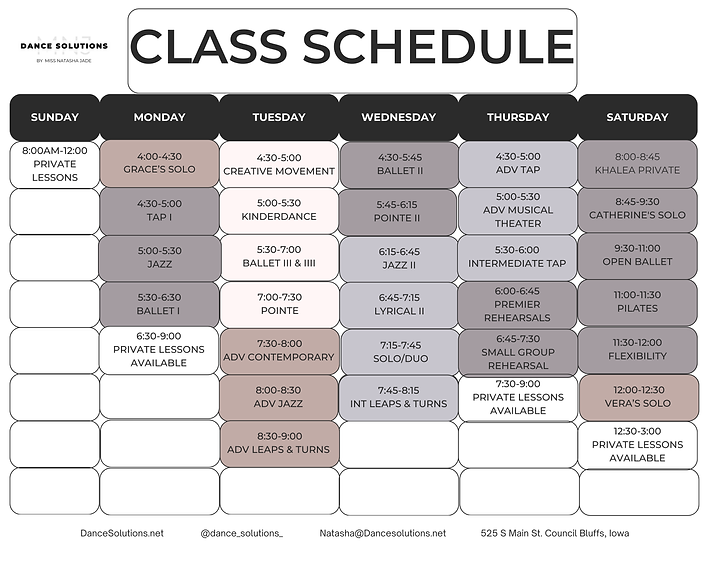 Weekly classes | Dancesolutions Com