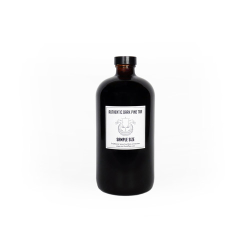 Undiluted Dark Pine Tar Sample: 32 oz Glass Bottle | www.earthandflax.com