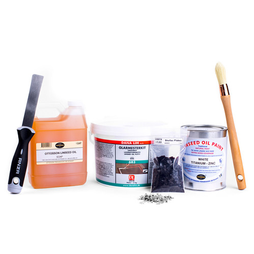 Starter Window Restoration Kit w/ Ottosson White Linseed Oil Paint ...