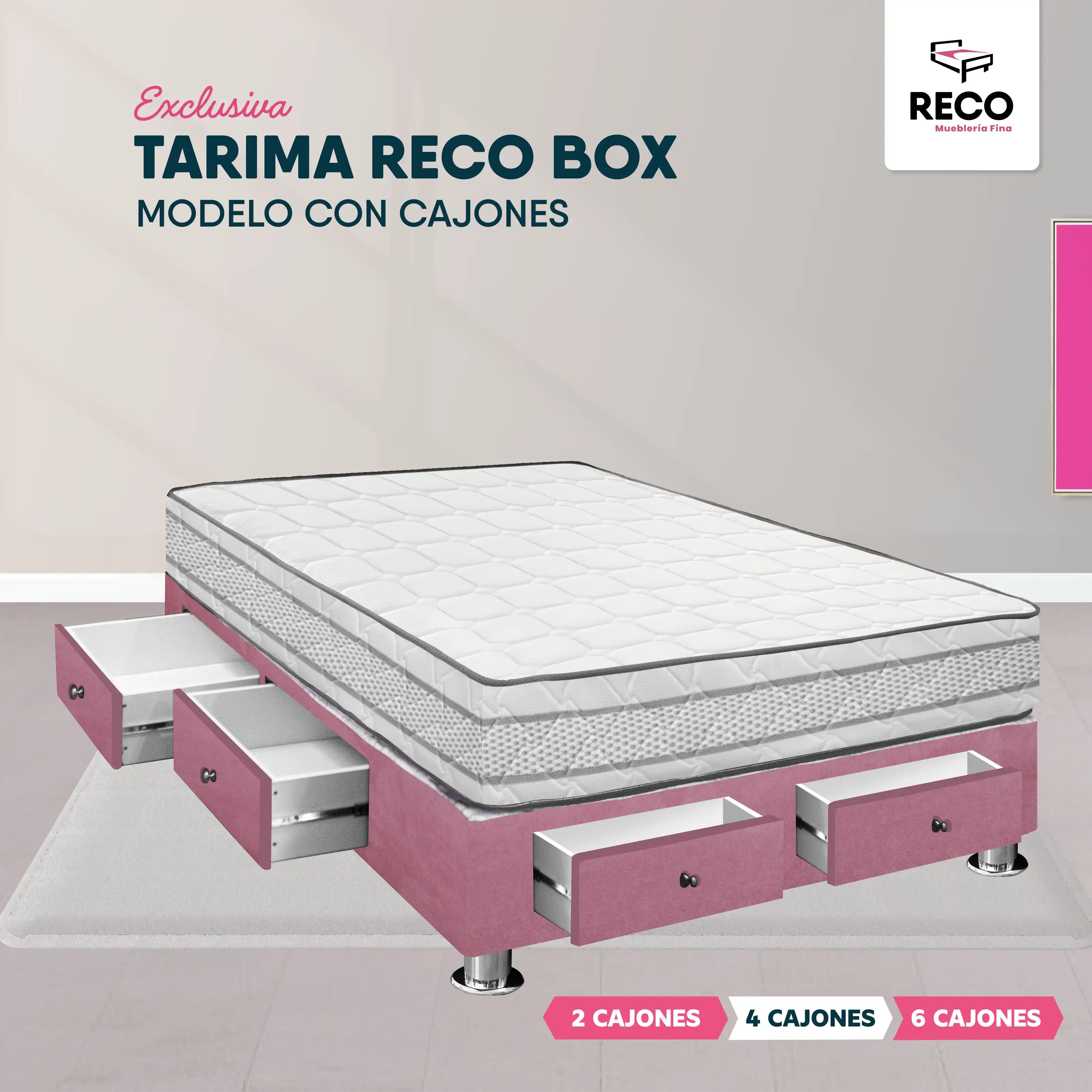 Tarima de 3 plz con cajones | Reco Mueblería Fina