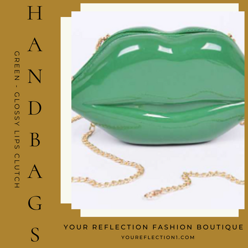 GREEN - Glossy Lips Clutch | Your Reflection Fash