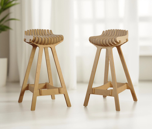 Pair of Modern Wooden Bar Stools – Customizable Finish | Zorka Furniture