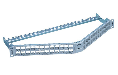 19" 1U Patch Panel HD ELISO angled 48-Port/s, grey, empty - P/N 854760 ...