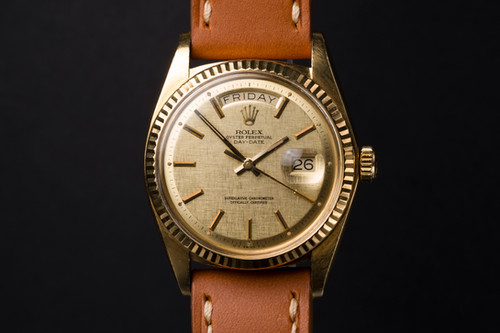 1973 Rolex Day-Date Ref. 1803 'Linen Sigma Champagne dial' 18K Yellow ...