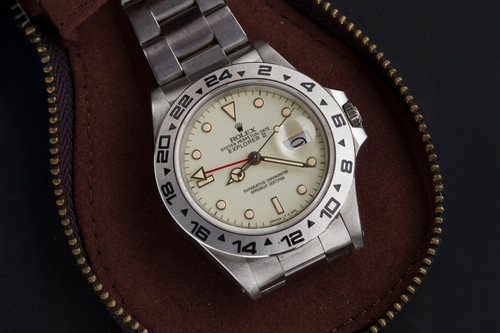 1987 Rolex Explorer II Ref. 16550 Lemon Cream ‘Rail’ dial | VWC