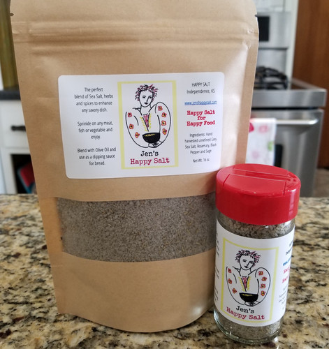 Happy Salt 4 oz. Jar AND 1 lb. Refill Bag | Jen's Happy Salt