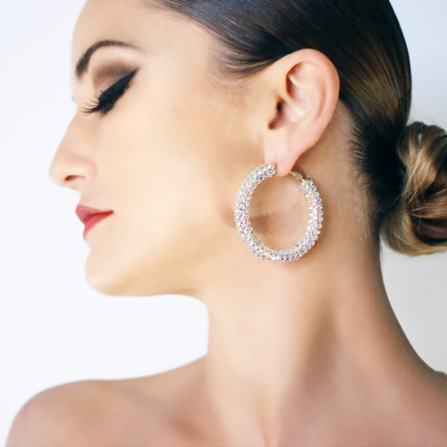 Circular Rhinestone Hoop Earrings | BellaBallroomJewelry