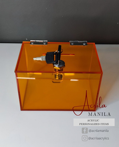 Acrylic COLORED Donation Ballot Box with Lock Suggestion Box (6"x4"x4 ...