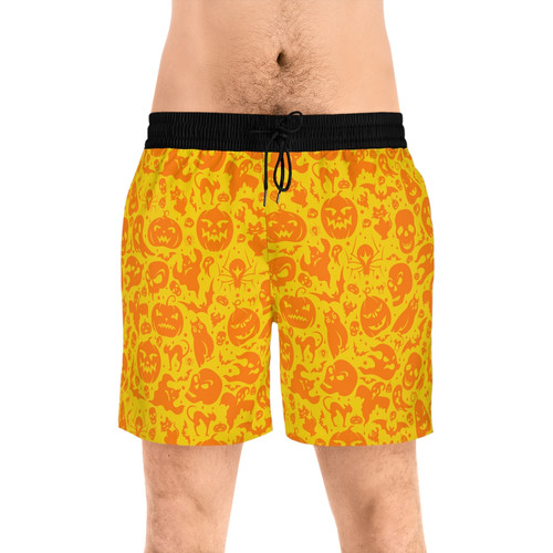 Spooky Classics Mid-Length Swim Shorts - Orange and Yellow | Sinister ...
