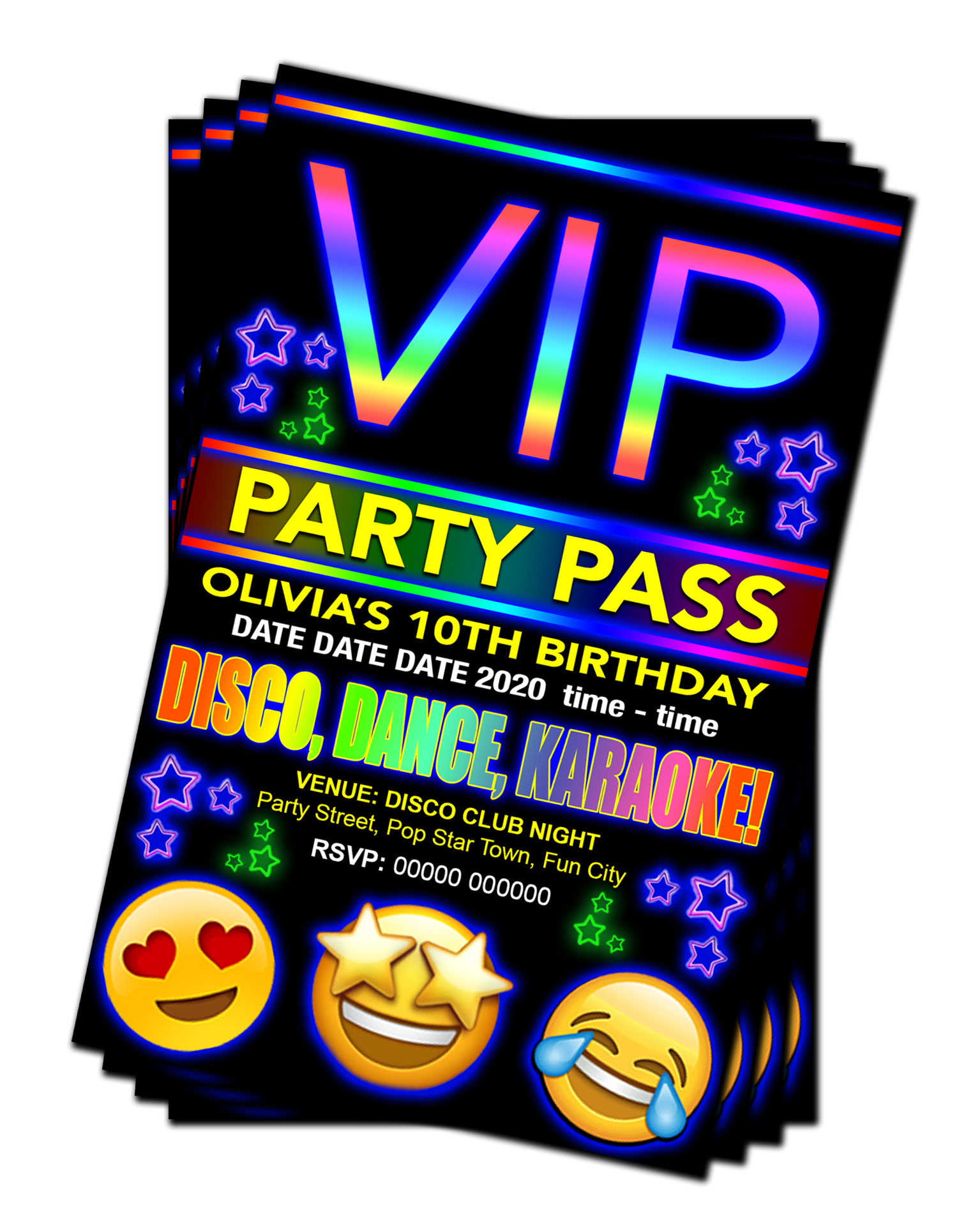 DP2 Disco Party VIP Pass Digital Instant EDITABLE TEMPLATE Dance Party ...