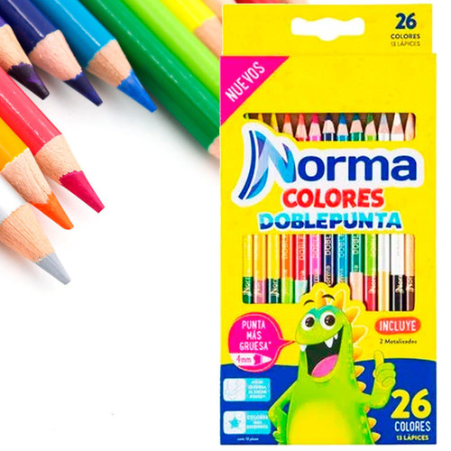Colores Norma 13 Lapices Doble Punta 26 Colores Originales | Multiplace