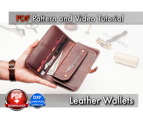 Set of 2 Leather Wallet Patterns - Leather DIY - Pdf Download - Wallet ...