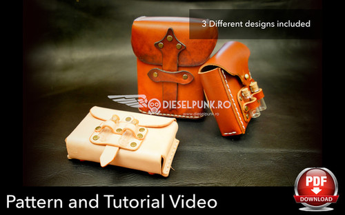 Leather Pouch Pattern Set - Leather DIY- Pdf Download - Video Tutorial ...