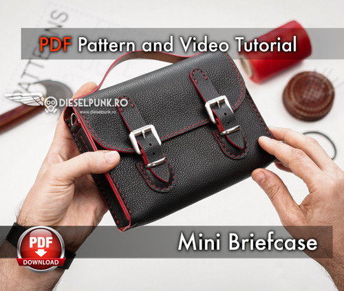 Mini Briefcase Purse Pattern - Leather DIY - Pdf Download - Video Tutorial | Leather Patterns