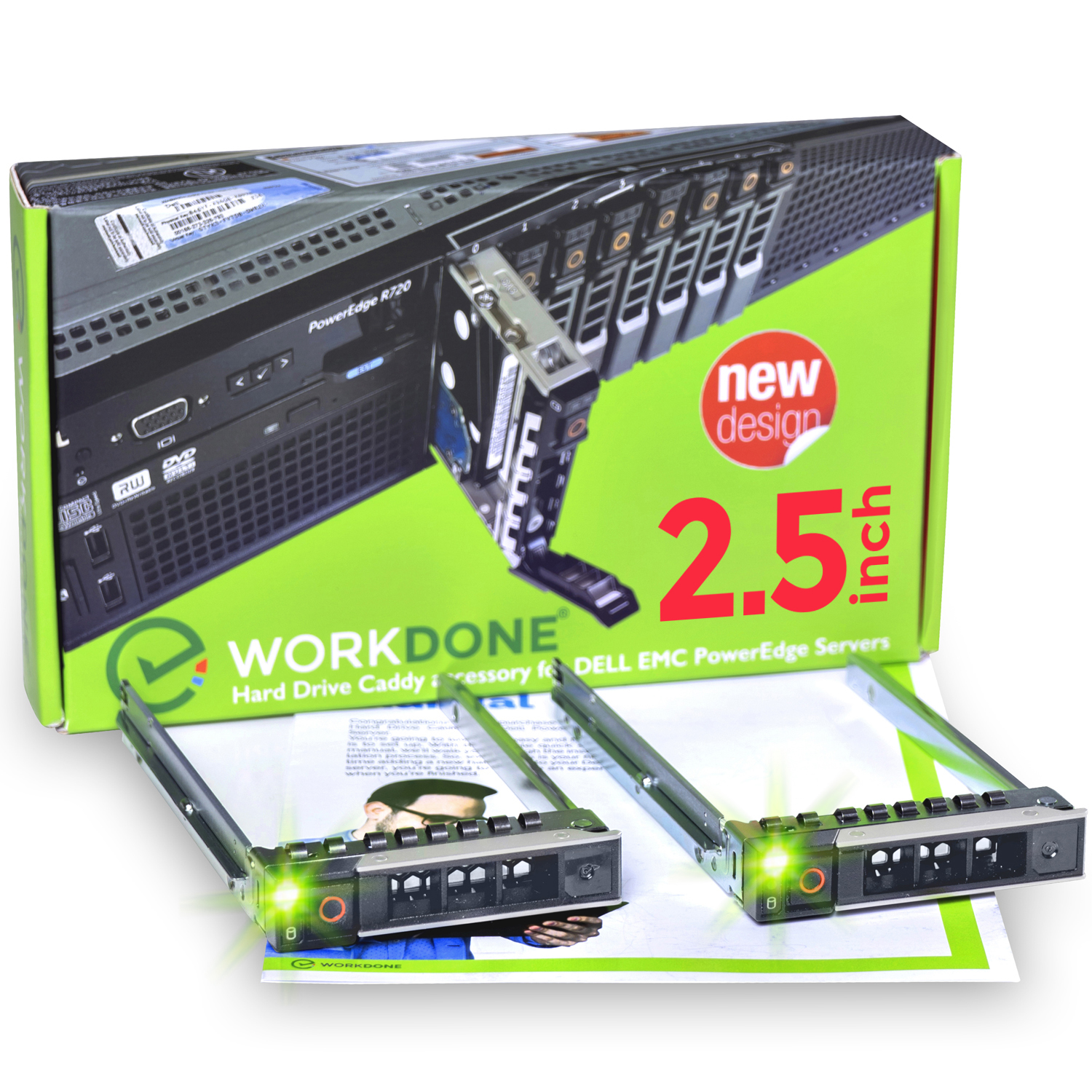 WORKDONE 2-PACK 2.5-inch Drive Caddy for PowerEdge