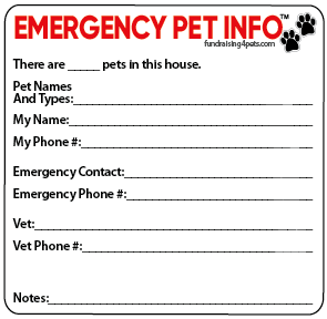 EMERGENCY PET INFO Magnet | Woody's Place and Life With Old dogs
