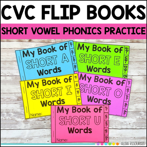CVC Words Short Vowel Phonics Flip Books and Flash Cards | Aloha Resources