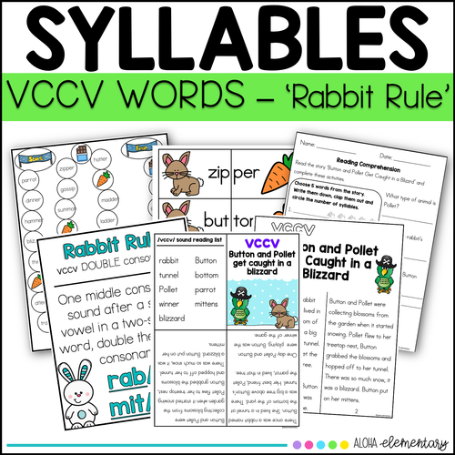 Closed Syllables VCCV Rabbit Words Reading and Writing Practice ...
