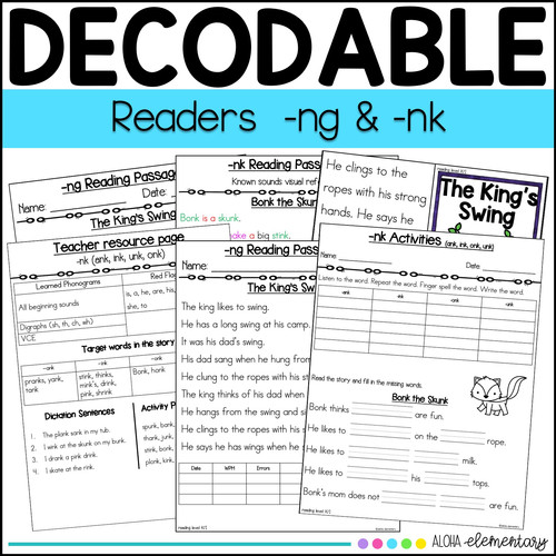 Glued sounds -ng and -nk Decodable Readers | Aloha Resources