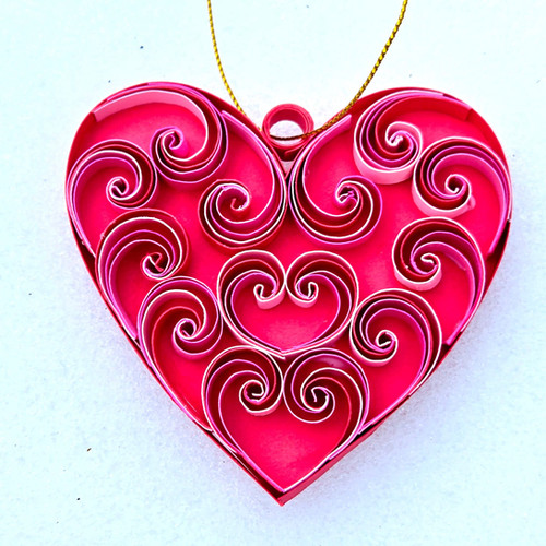Handcrafted Paper Quilling Heart Ornament | Trupti's Craft