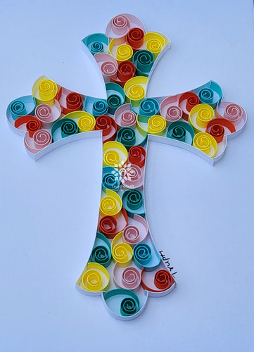 Paper Quilling Cross Frame with Scrolls | Trupti's Craft