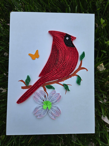 Paper Quilling Cardinal and Dogwood Flower | Trupti's Craft