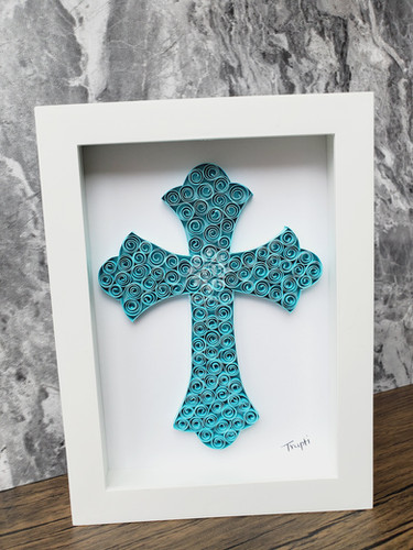 Paper Quilling Cross with Scrolls | Trupti's Craft