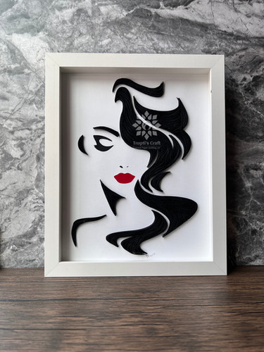 Framed Paper Quilling Beautiful Long Hair Lady Portrait | Trupti's Craft