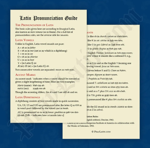 Latin Pronunciation Guide CARD 5 pack | churchlatin.com