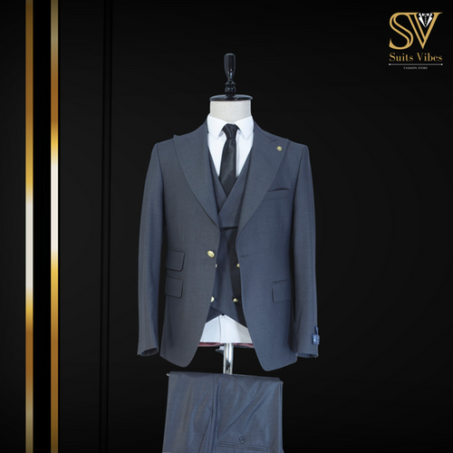 Dark Blue 3 Piece Designer Turkish Suit One Button Suit | Suits Vibes