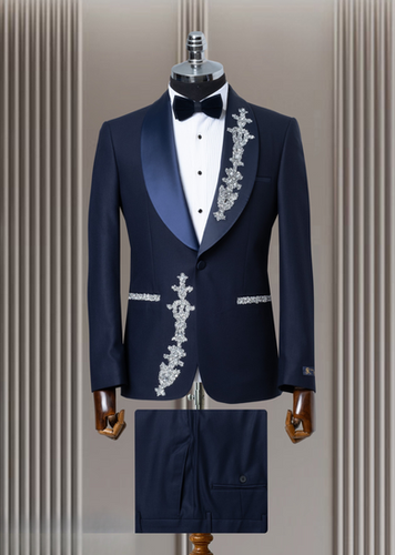 Navy Crystal Suit | Crystal Wedding Suit | Suits Vibes