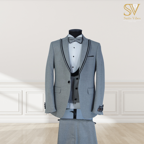 3 Piece Suit in Black and Grey | Suits Vibes