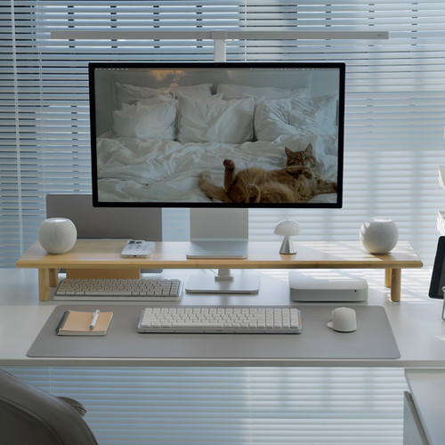Bamboo Dual Monitor Stand Riser with Underneath Storage | Rocdeer