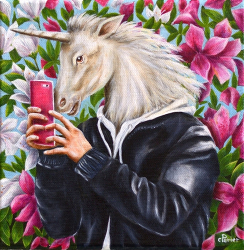 Unicorn | Peinture à l'huile d'une licorne blanche-Corine Perier ...