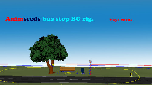 Bus stop BG Maya rig. | Animseeds