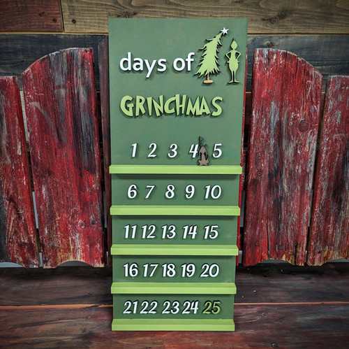 3D DIY Sign Project "Days of Grinchmas" 10x24 calendar | Urban Rustic DIY