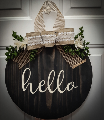 Round Wooden Sign "Hello" 15" | Urban Rustic DIY