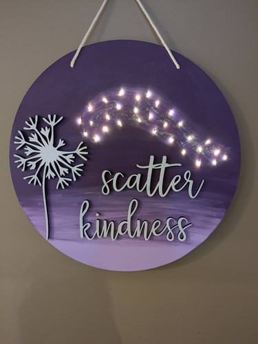 3D Lighted DIY Art Project "Lighted - scatter kindness" 18" round | Urban Rustic DIY