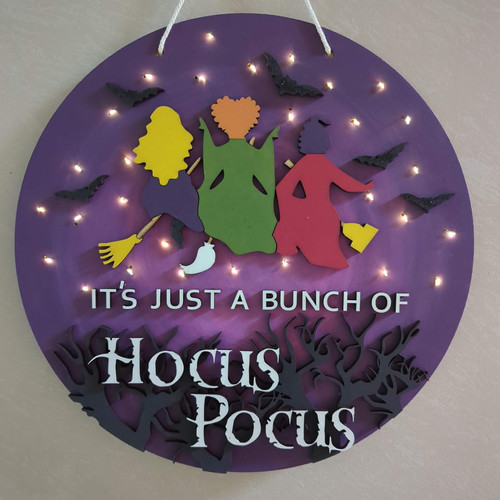 3D Lighted DIY Sign Project "Hocus Pocus" 18" round | Urban Rustic DIY