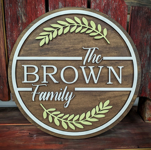 3D DIY Sign Project "surname with laurel/border" 18" round | Urban ...