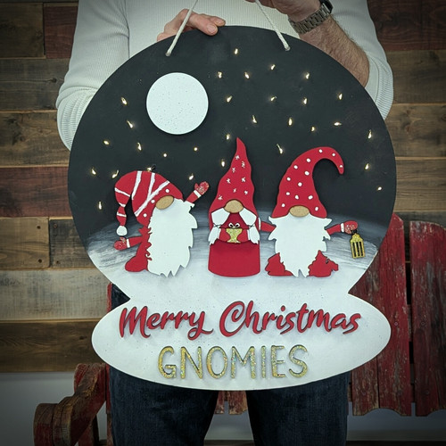 3D Lighted DIY Sign Project "Merry Christmas Gnomies" 18x21 globe ...