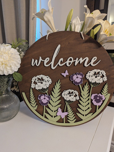 3D DIY Sign Project "welcome flowers & ferns" 18" | Urban Rustic DIY