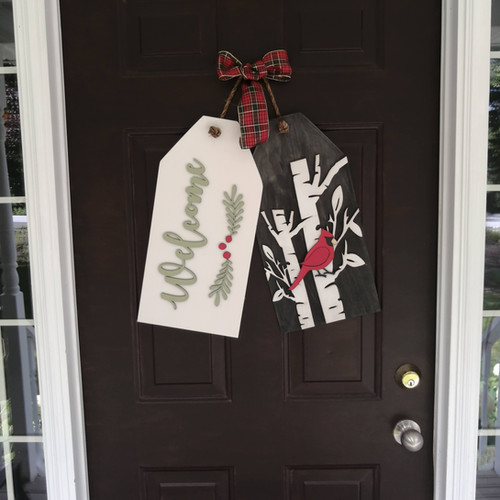 3D DIY XL Doortag Project "Welcome- Cardinal" 20x23 | Urban Rustic DIY