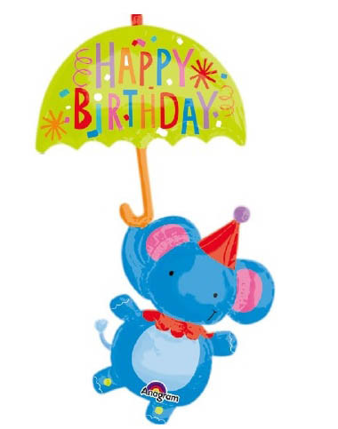 40" Umbrella Elephant Helium Balloon - z28 | Dream Party