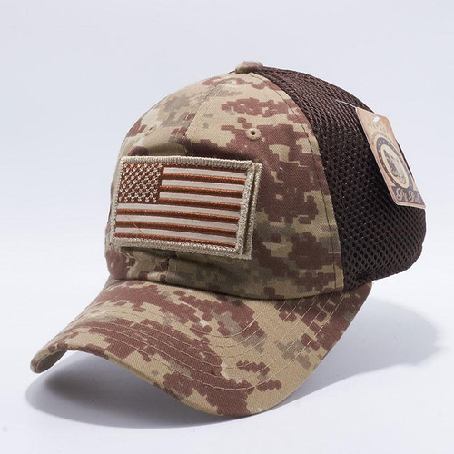 BULL DV557 US FLAG VELCRO PATCH MICRO MESH HATS [DESERT D.CAMO ...
