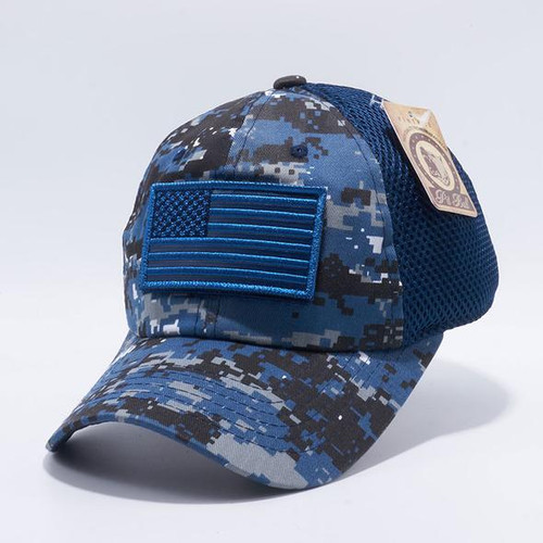 US Flag Velcro Patch Micro Mesh Hats [Navy D.Camo] | lonestarherogear
