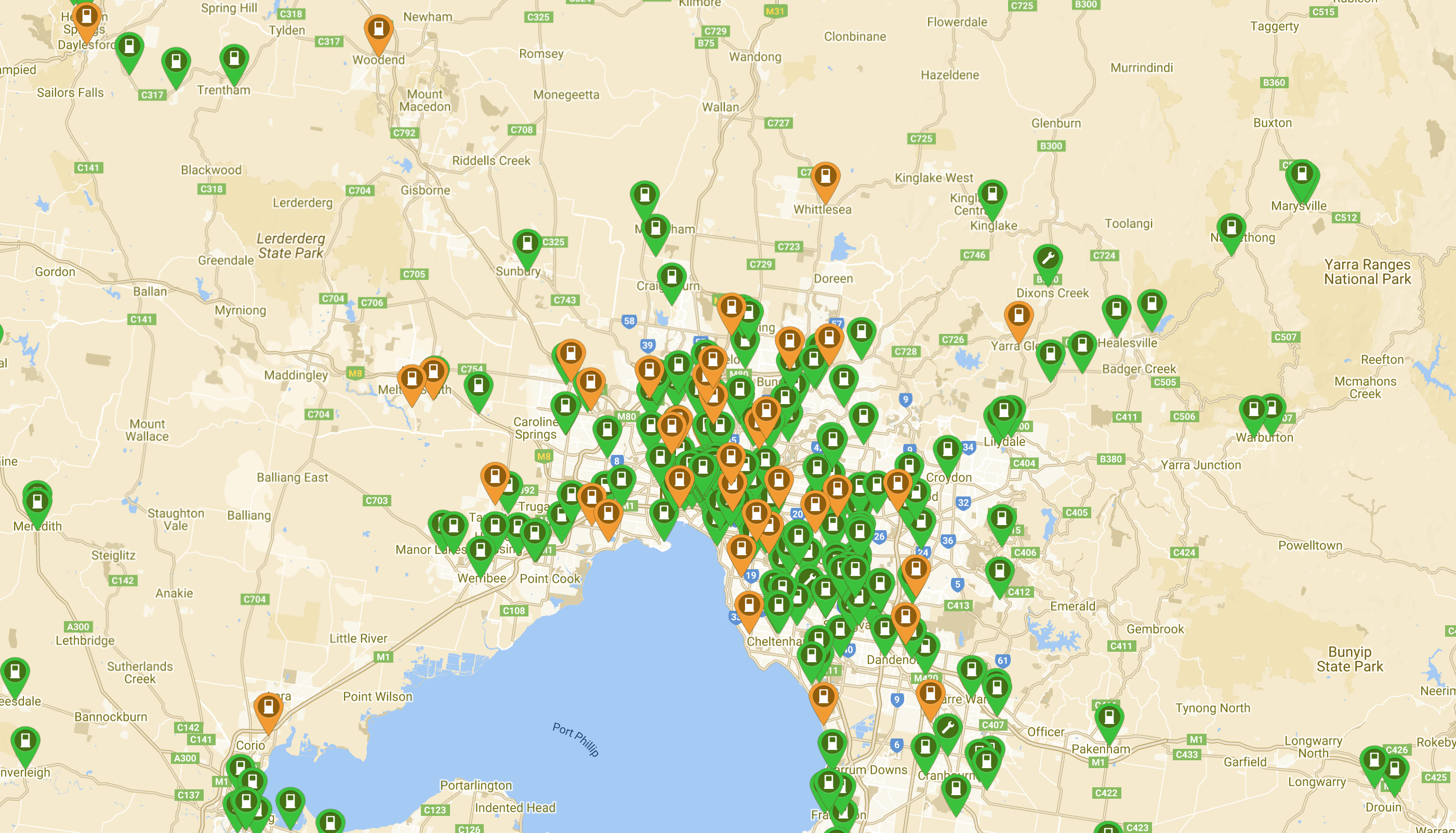 EV Charger Map for Melbourne