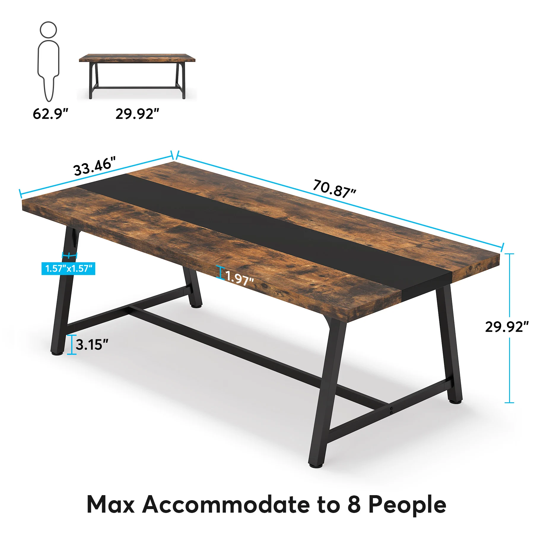 Rustic Metal Base Truss Table | Saw & Dust Woodworks