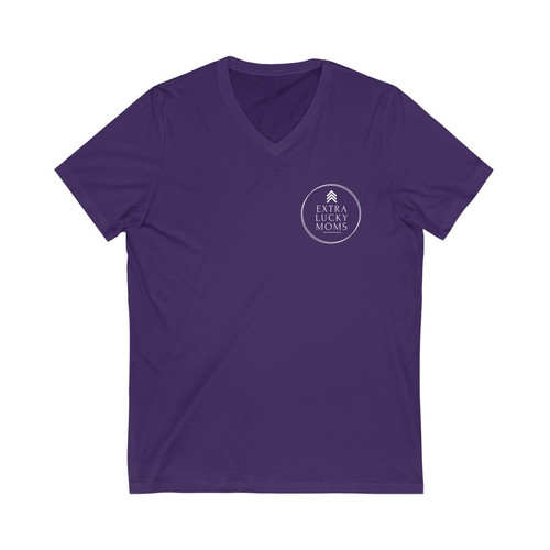 Extra Lucky Moms V-Neck Logo tee | Extra Lucky Moms
